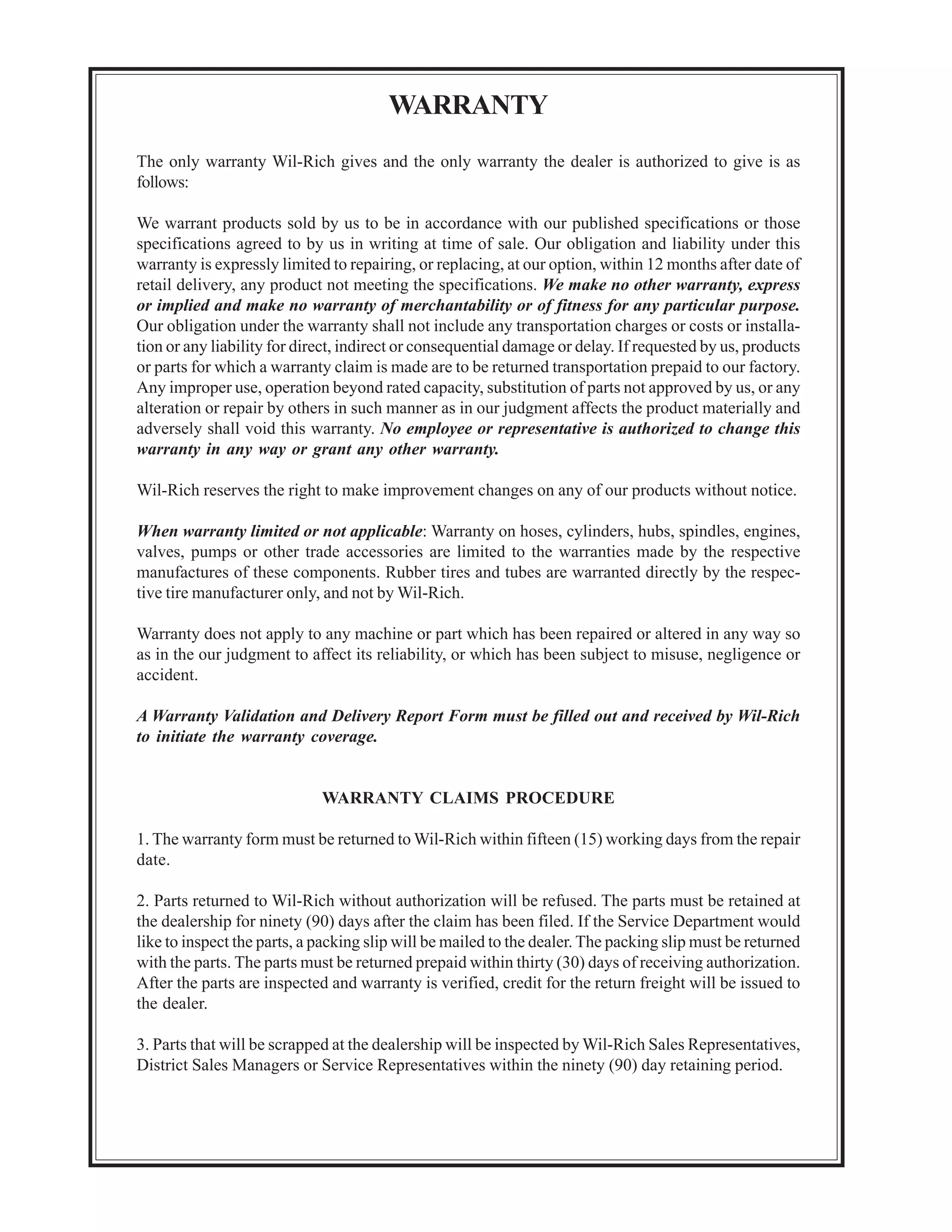 Wil-Rich PT2200 planter bar parts | PDF