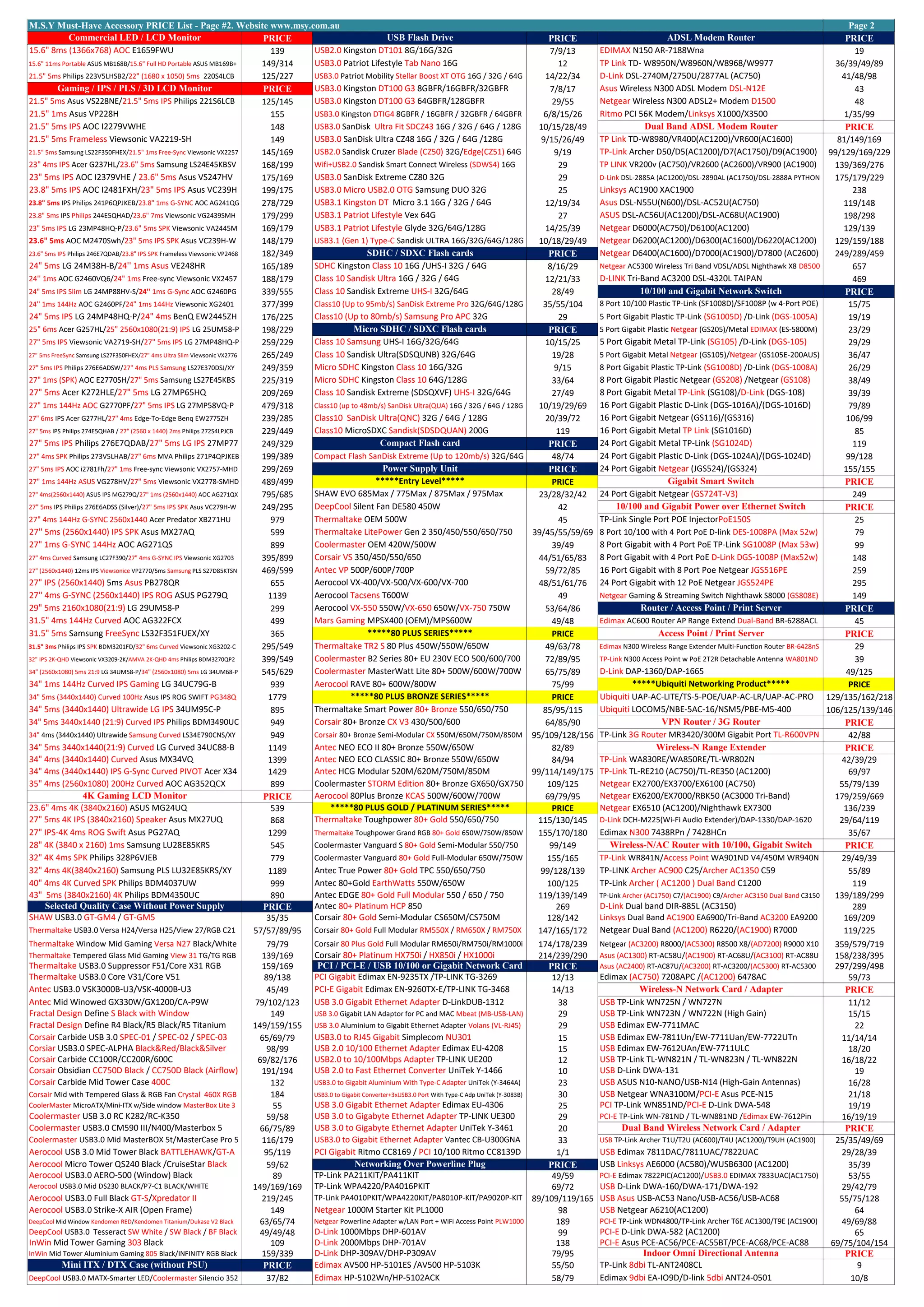 MSY Price List April 2017 | PDF