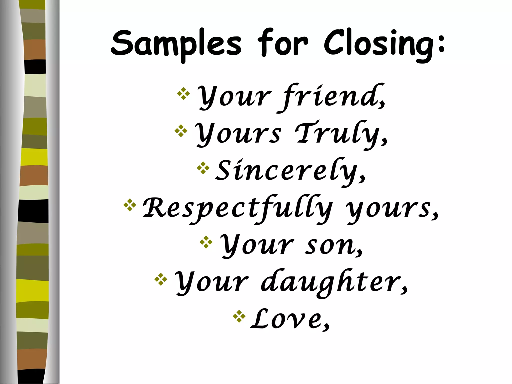 Parts of a letter | PPT