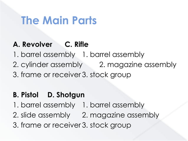 DFT - Fundamentals of Marksmanship - Parts of Firearm | PPT