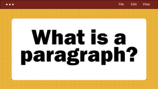 Parts of the Paragraph Lesson 1 Week 1 Grade 8 | PPTX