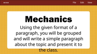 Parts of the Paragraph Lesson 1 Week 1 Grade 8 | PPTX
