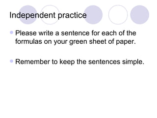Parts Of Speech And Sentence Structure Notes | PPT