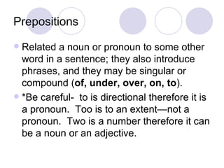 Parts Of Speech And Sentence Structure Notes | PPT