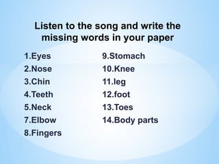 Topic- Parts-of-the-body. 6th grade.pptx