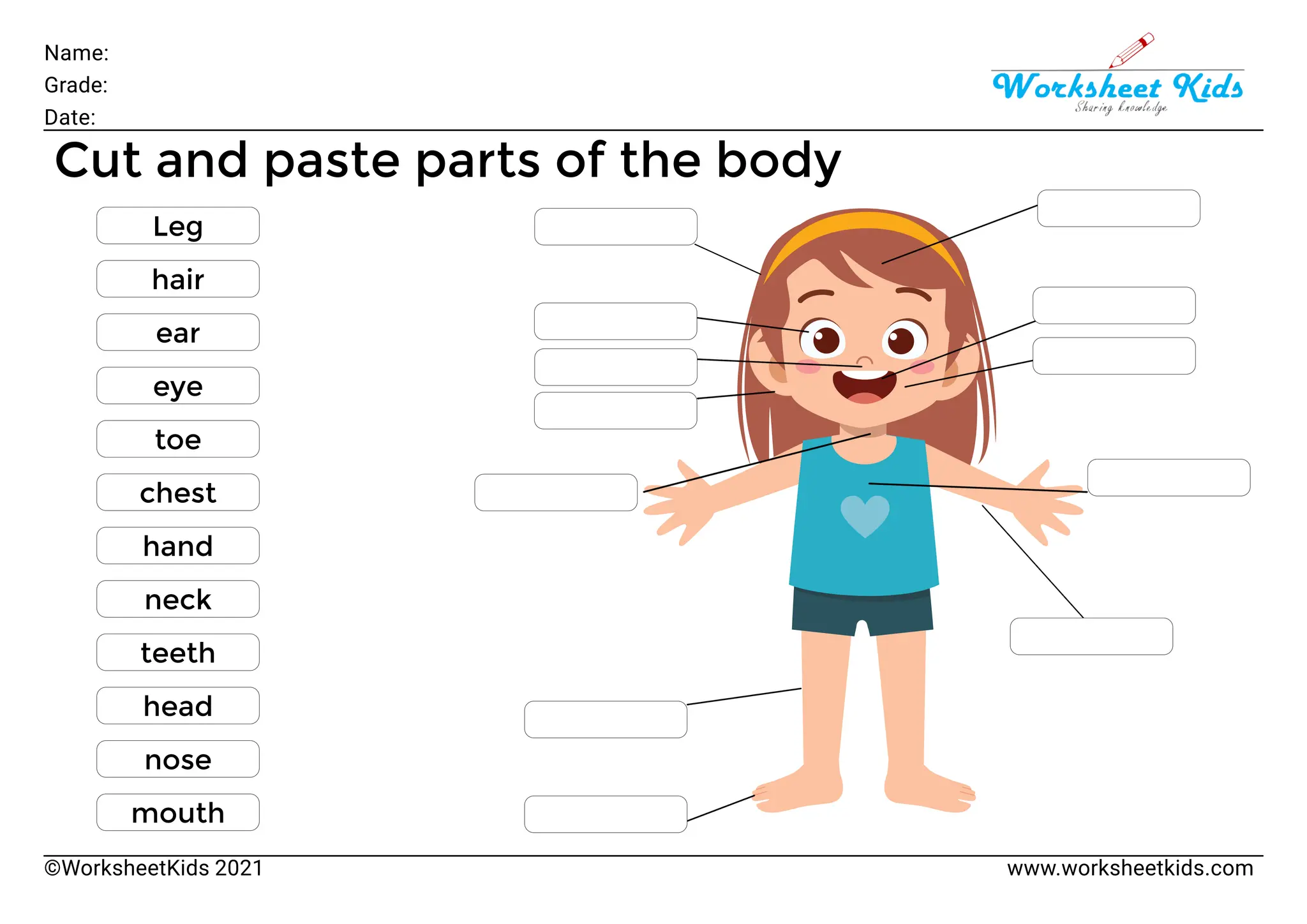 body parts in english for kids ready for print | PDF
