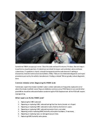 Partsavatar, Canada - Diagnose P2004 OBD-II Trouble Code