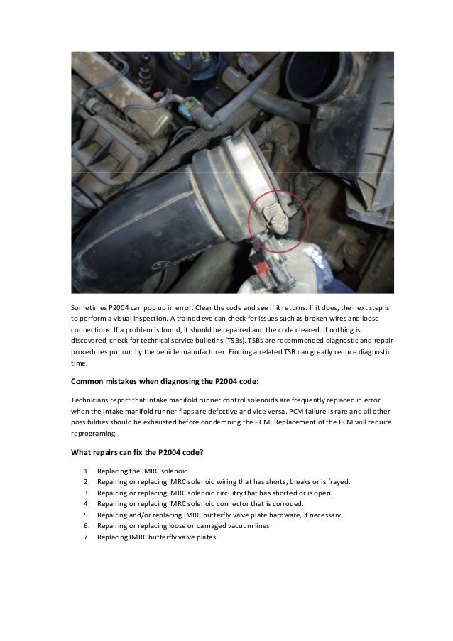 Partsavatar, Canada - Diagnose P2004 OBD-II Trouble Code