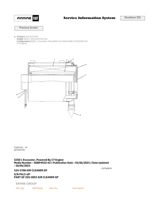 325D L CATERPILLAR EXCAVATOR PARTS CATALOG MANUAL PEH | PDF