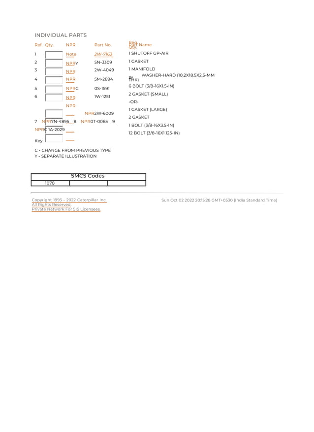 3508 CATERPILLAR GENERATOR SET PARTS CATALOG MANUAL CAW | PDF