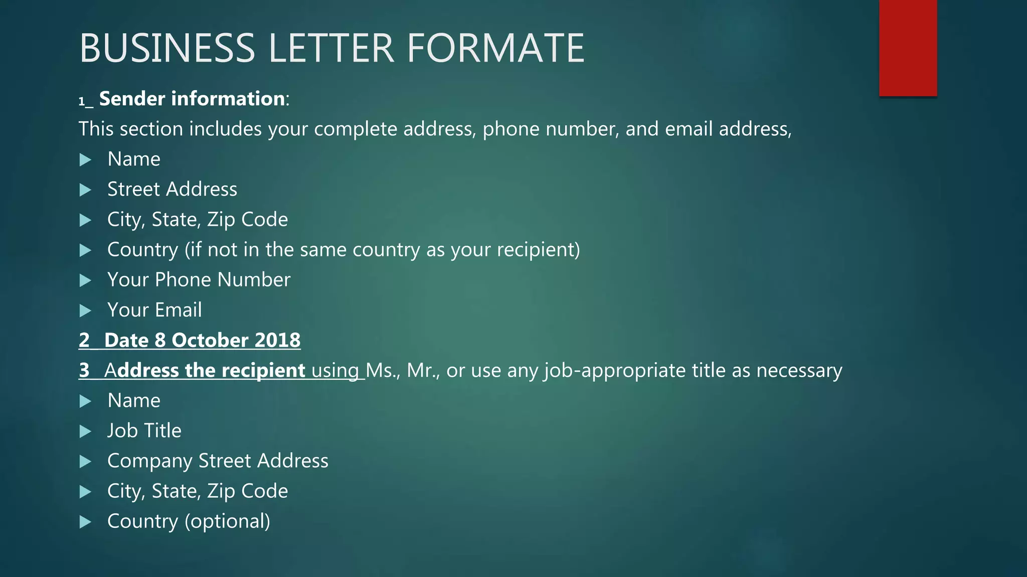 parts of formal and informal letters | PPTX