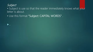 parts of formal and informal letters | PPTX