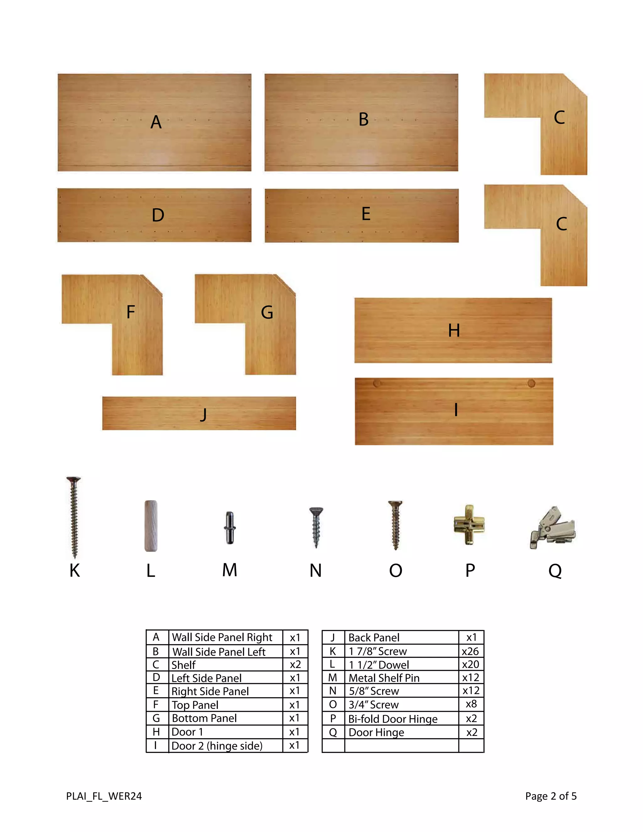Parts list & assembly instructions frameless wall easy reach | PDF
