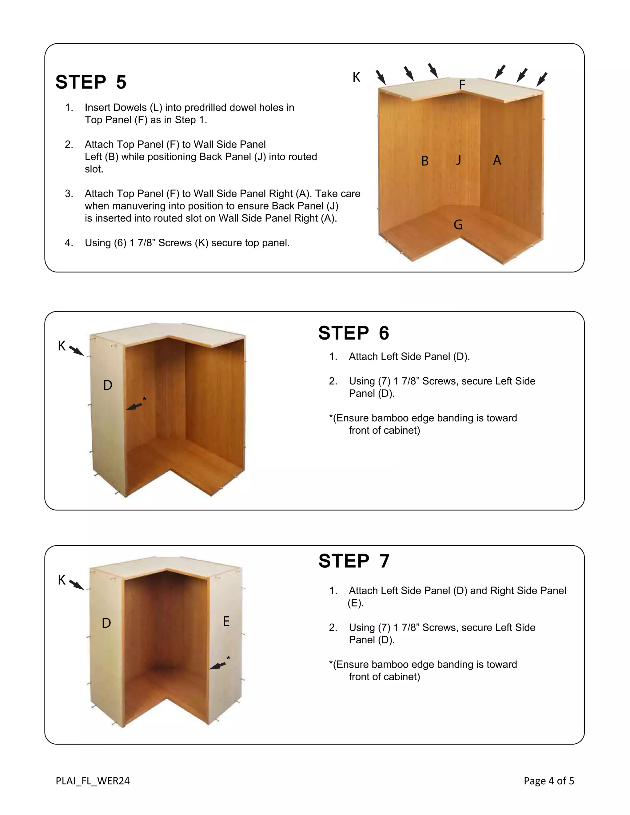 Parts list & assembly instructions frameless wall easy reach | PDF