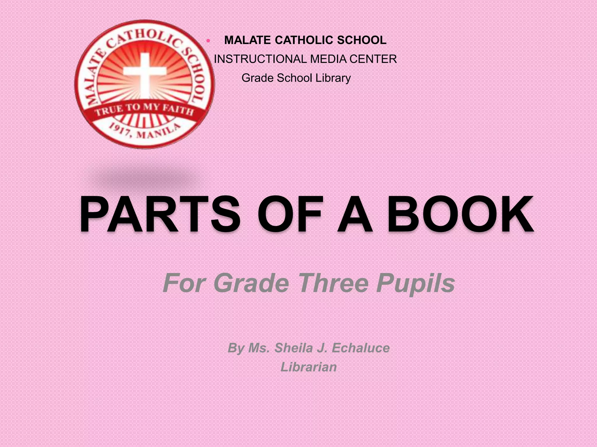 Parts of a Book for Grade 3 | PPTX