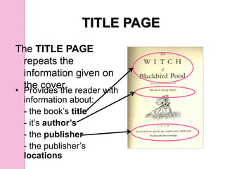 Parts of a Book for Grade 3 | PPTX