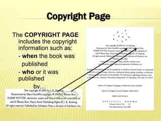 Parts of a Book for Grade 5 | PPTX