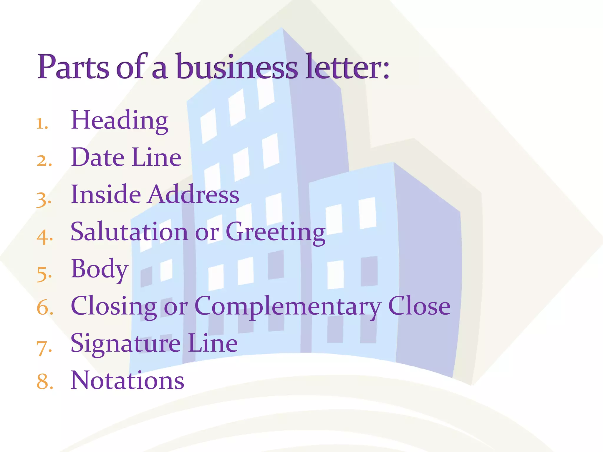 Parts of a Business Letter | PPTX