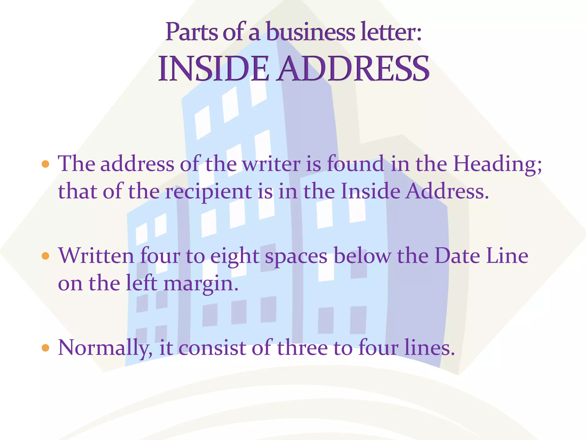 Parts of a Business Letter | PPTX