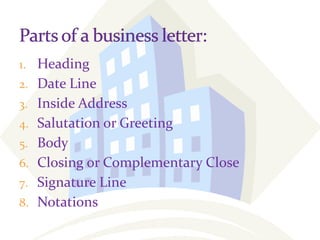 Parts of a Business Letter | PPTX