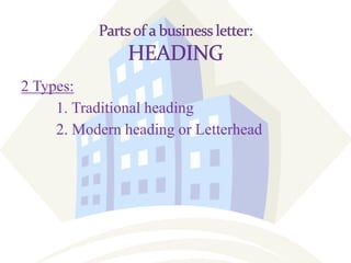 Parts of a Business Letter | PPTX