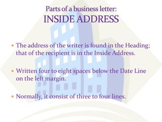 Parts of a Business Letter | PPTX