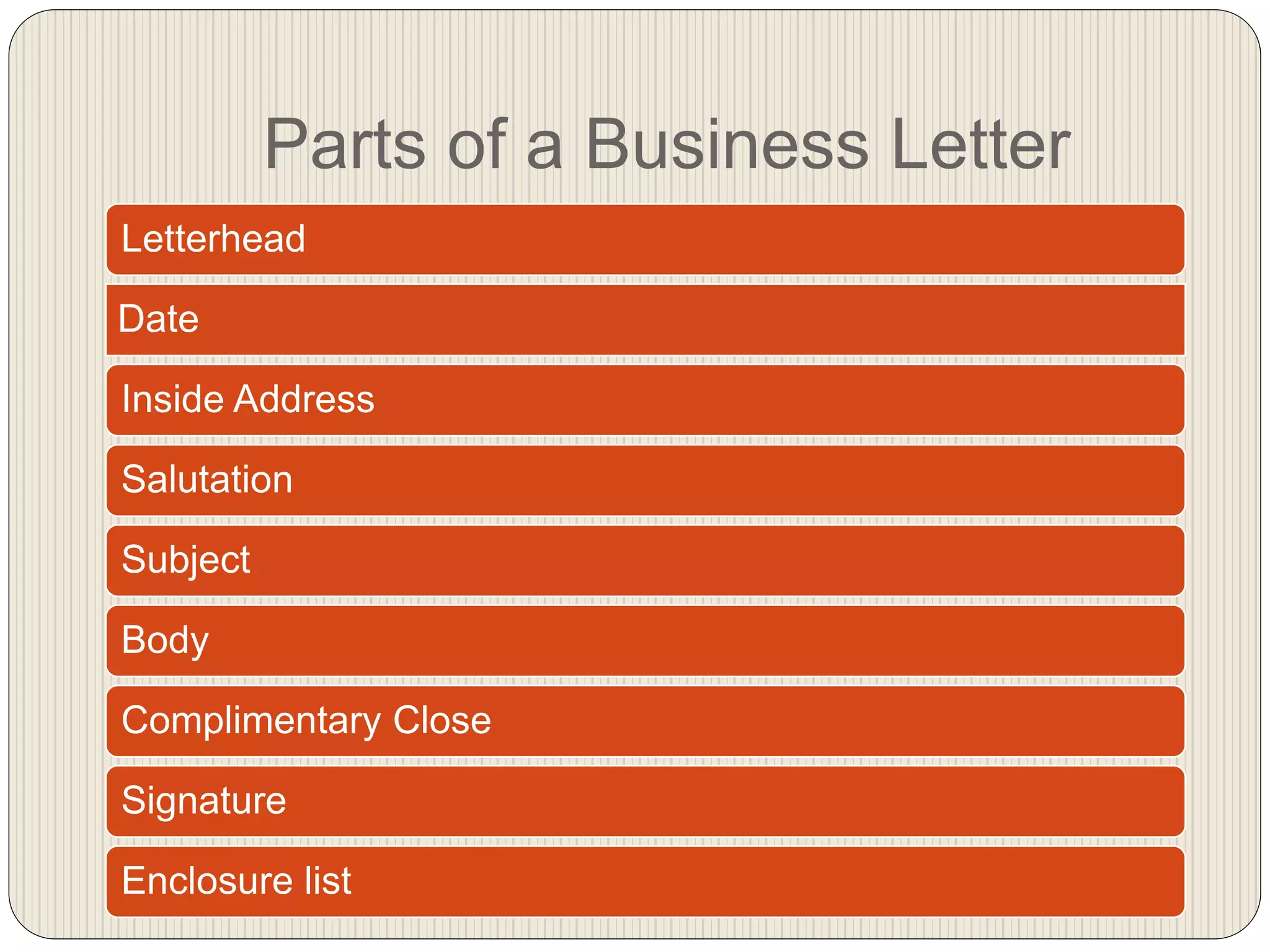 Parts of a business letter | PPTX