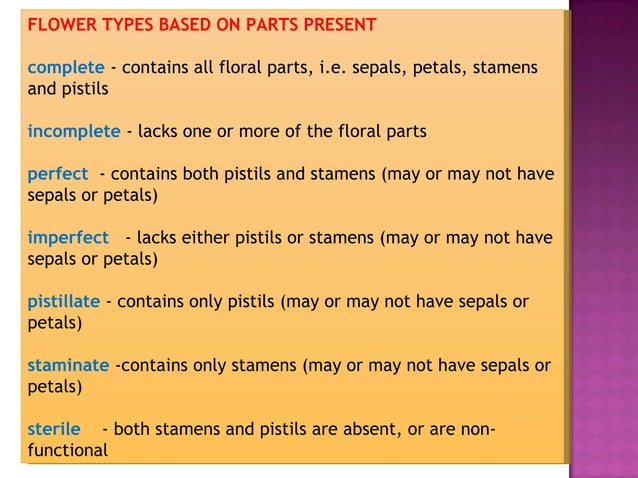 Parts of a complete flower | PPT
