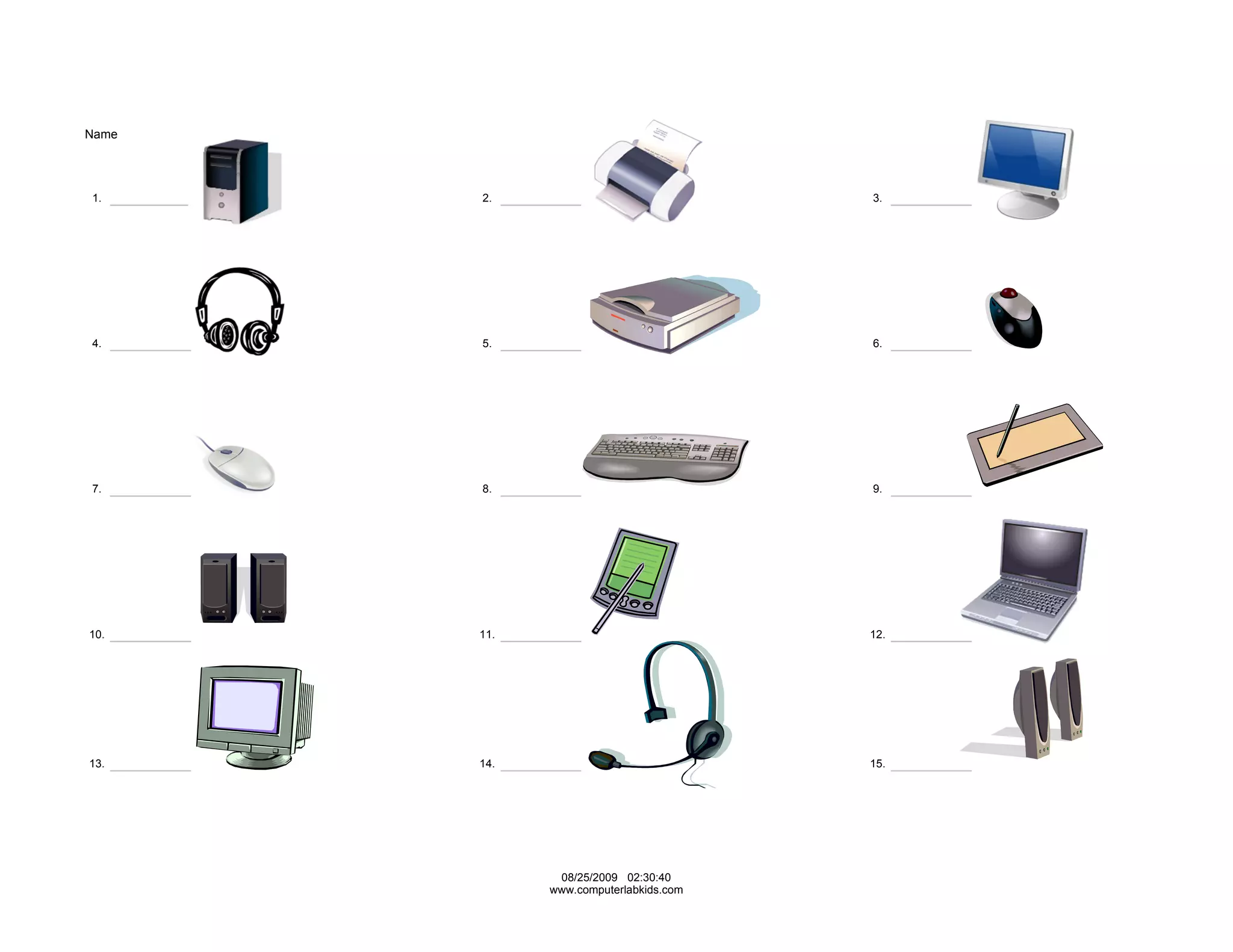 Parts Of A Computer | XLS
