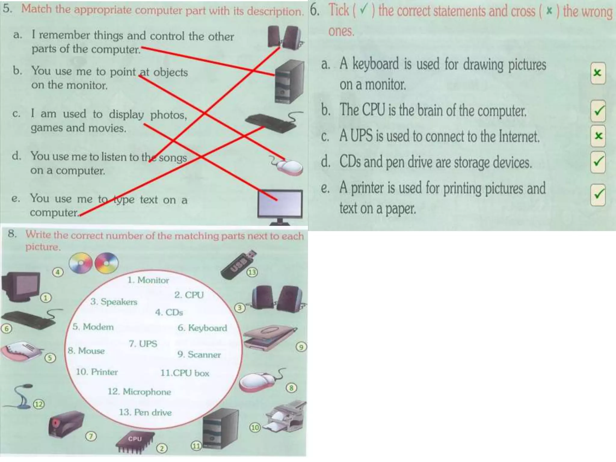 Parts of a computer std. exrecise | PPSX
