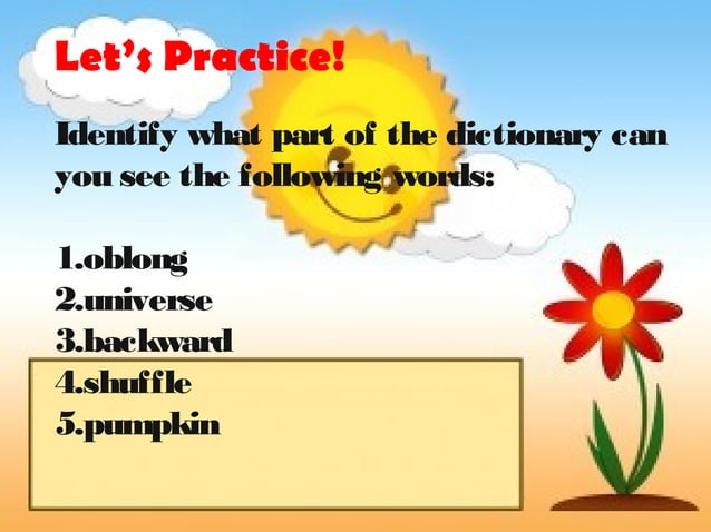 Parts of a Dictionary | PPT