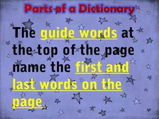 Childrens Dictionary Page With Guide Words
