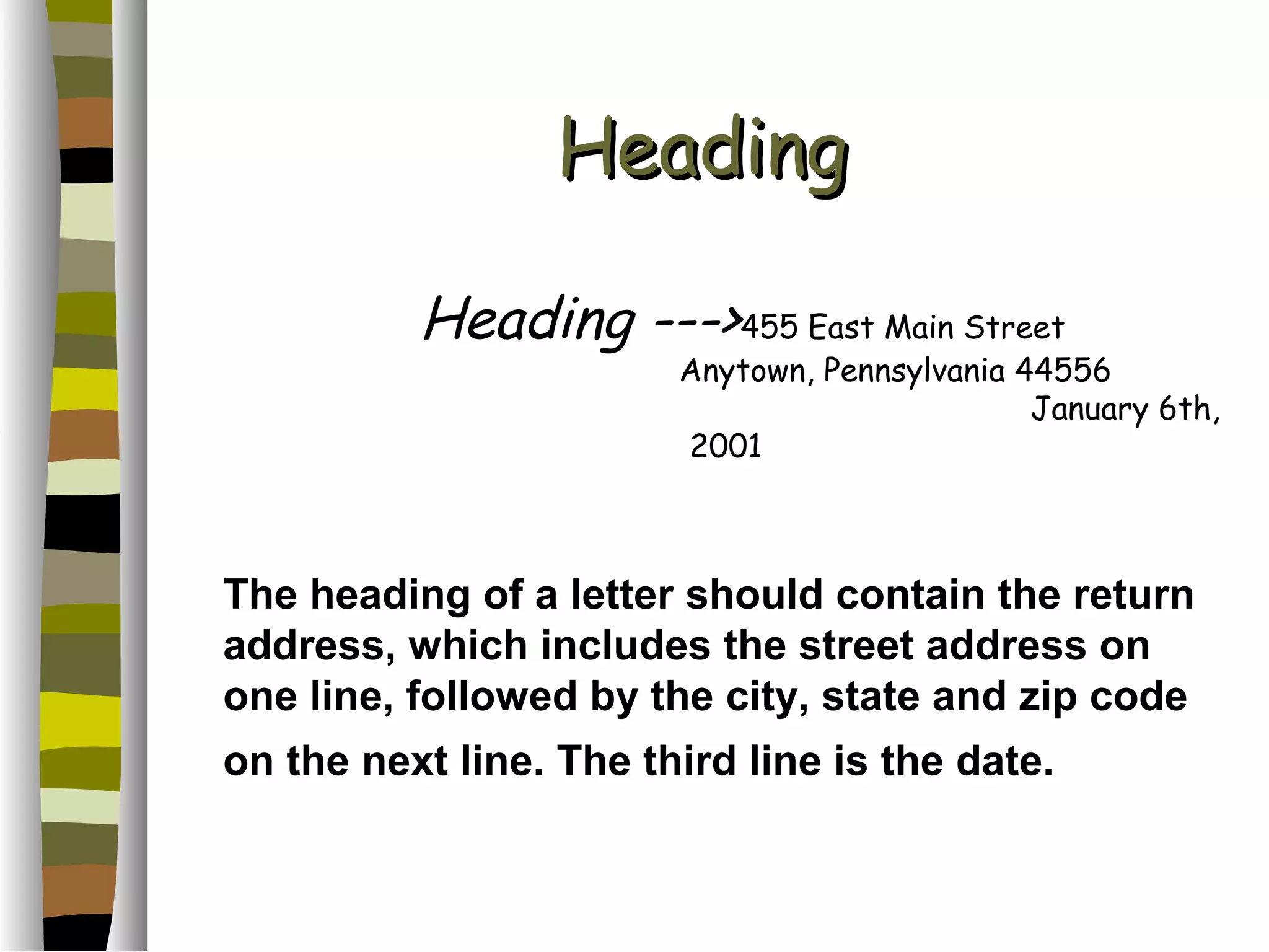 Parts of a friendly letter | PPT