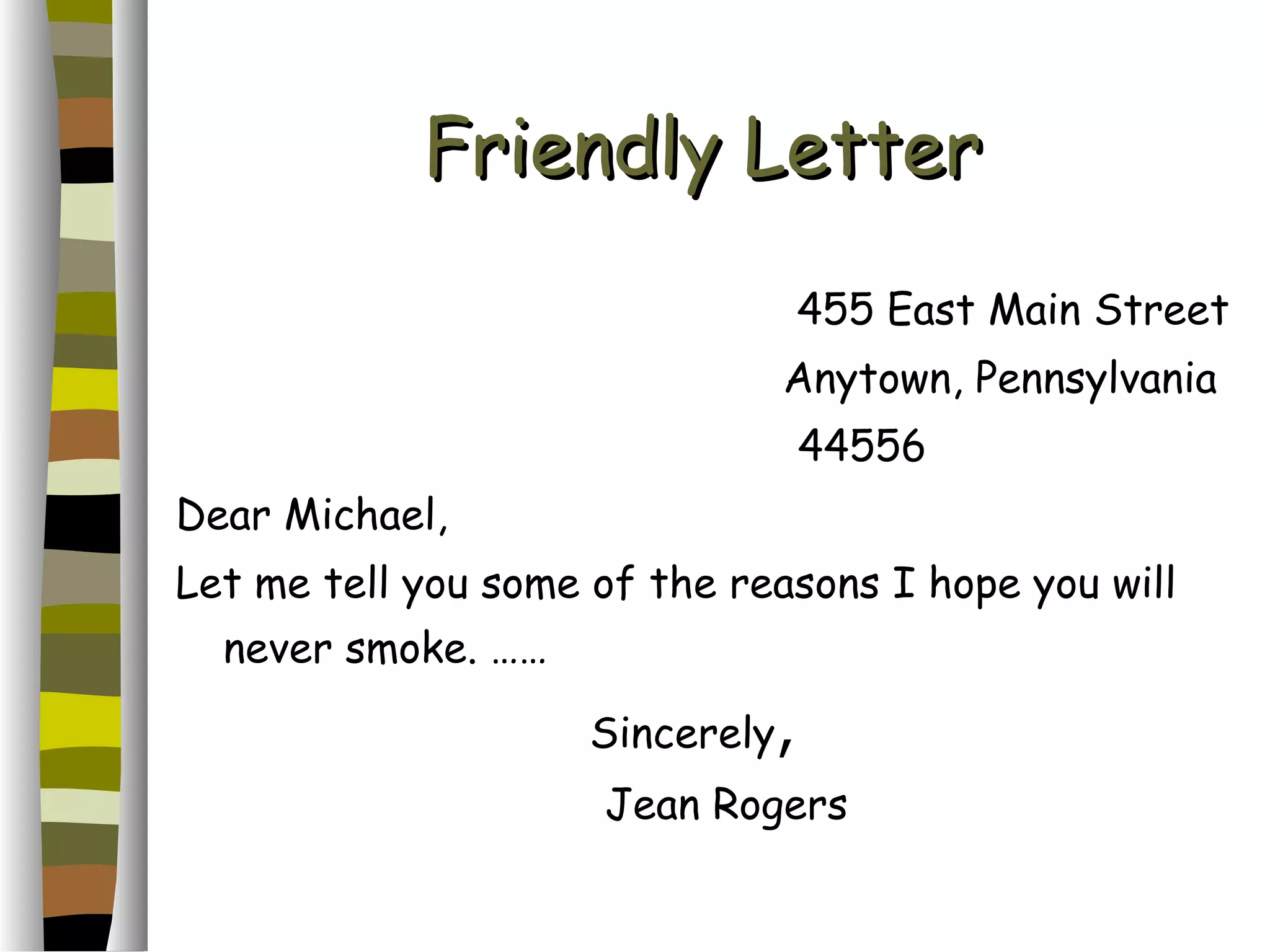Parts of a friendly letter | PPT