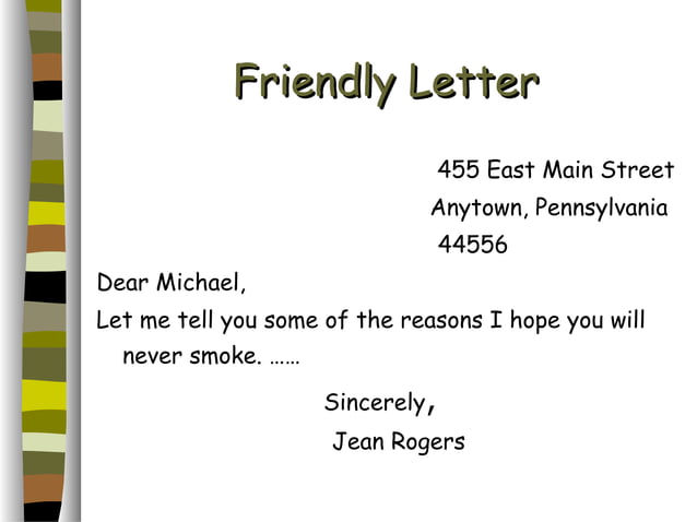Parts of a friendly letter | PPT