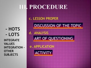 Parts of a lesson plan | PPT