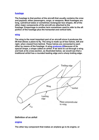 Parts of an aircraft | DOC | Air Travel | Travel Type