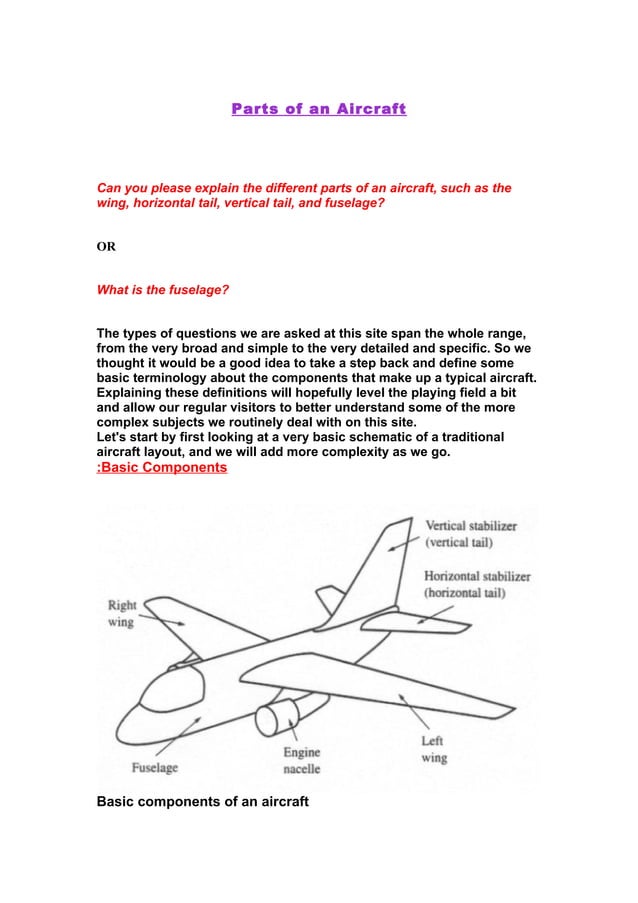 Parts of an aircraft | PDF