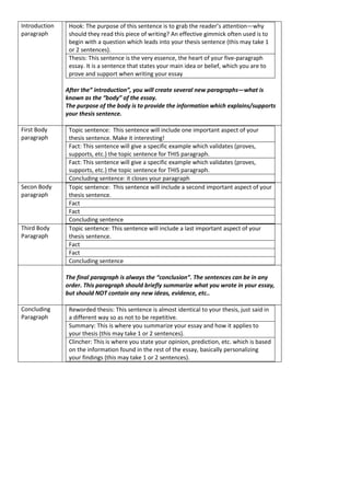 Parts of an essay | DOCX