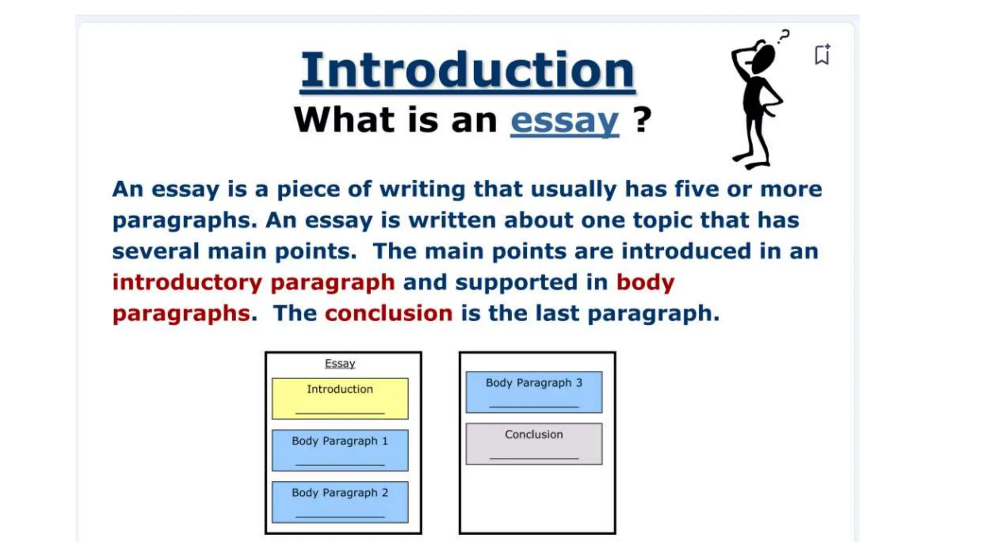 Parts of an essay INTRODUCTION, BODY, AAND CONCLUSSION.pptx | Free Download