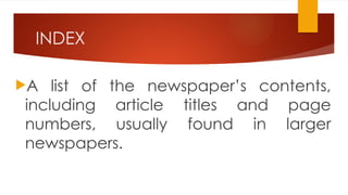 PARTS OF A NEWSPAPER and everything that is essential | PPTX
