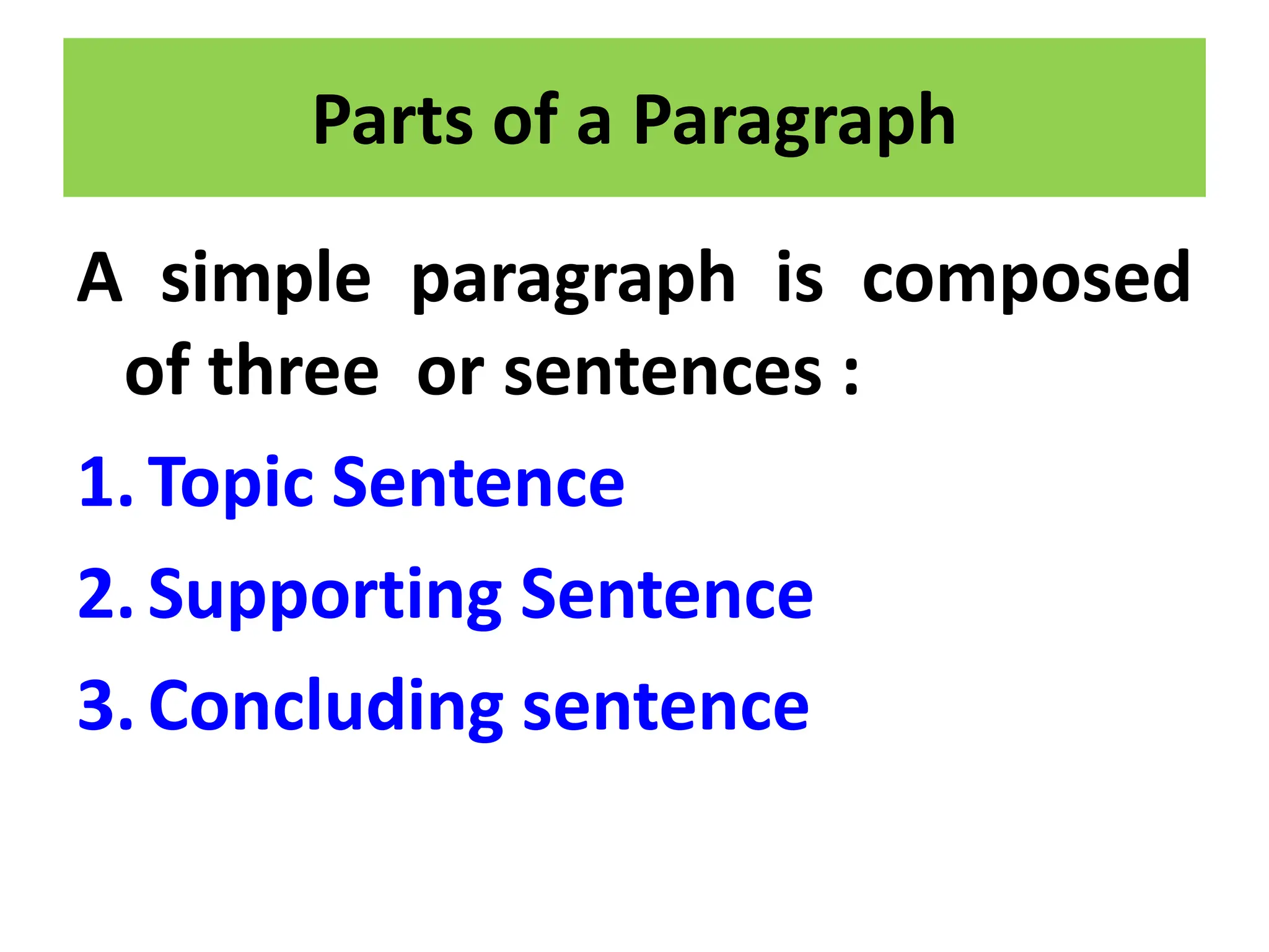 parts of a paragraph for Grade Four English | PPTX