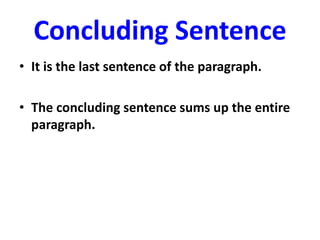 parts of a paragraph for Grade Four English | PPTX