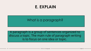 Parts of a Paragraph - English 8 Quarter 2 | PPTX