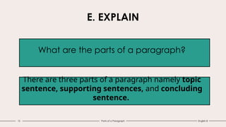 Parts of a Paragraph - English 8 Quarter 2 | PPTX