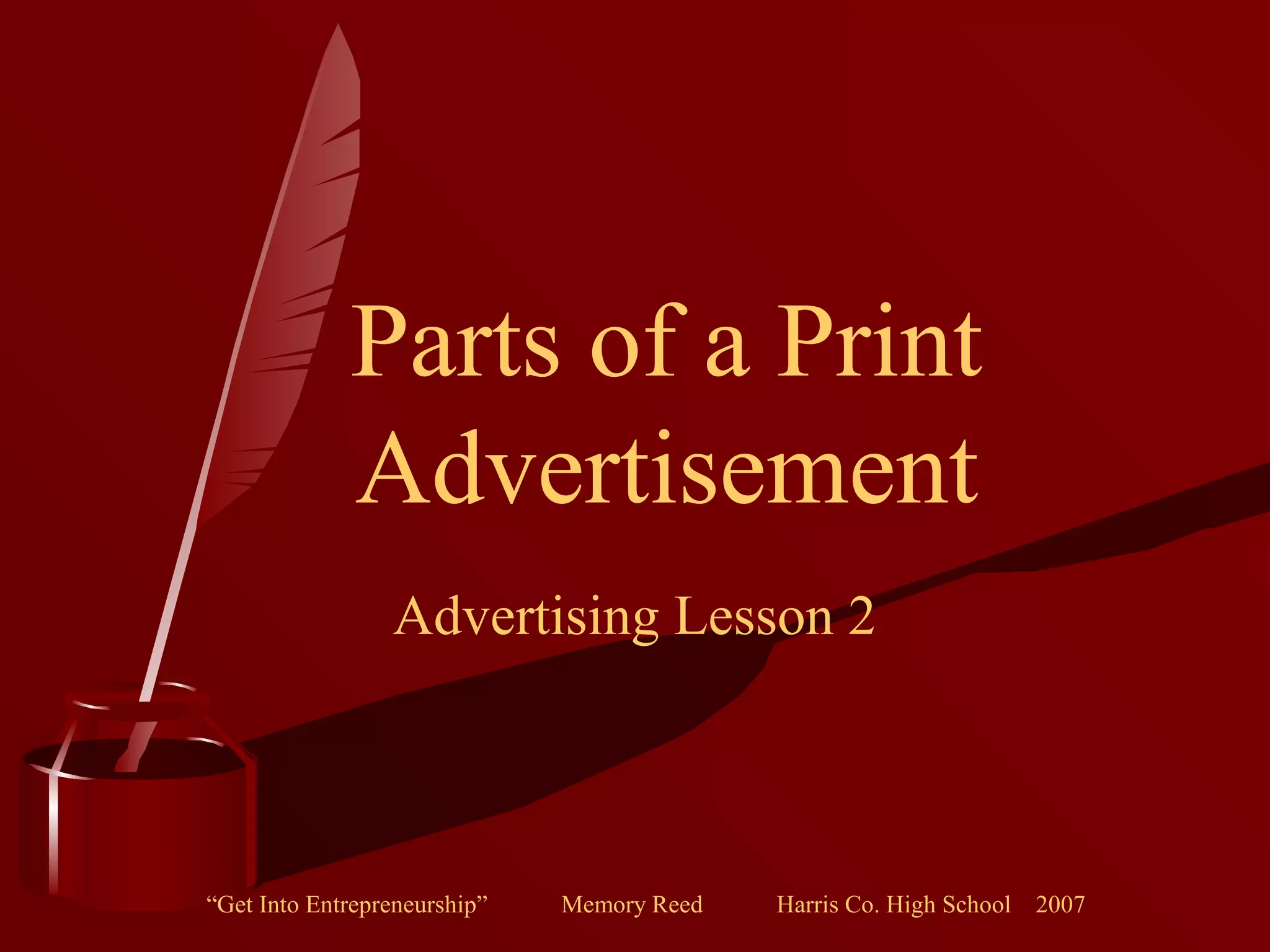 Parts of a Print Advertisement | PPT