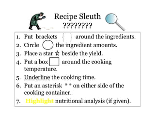 Parts of a recipe following recipes and directions (3) | PDF