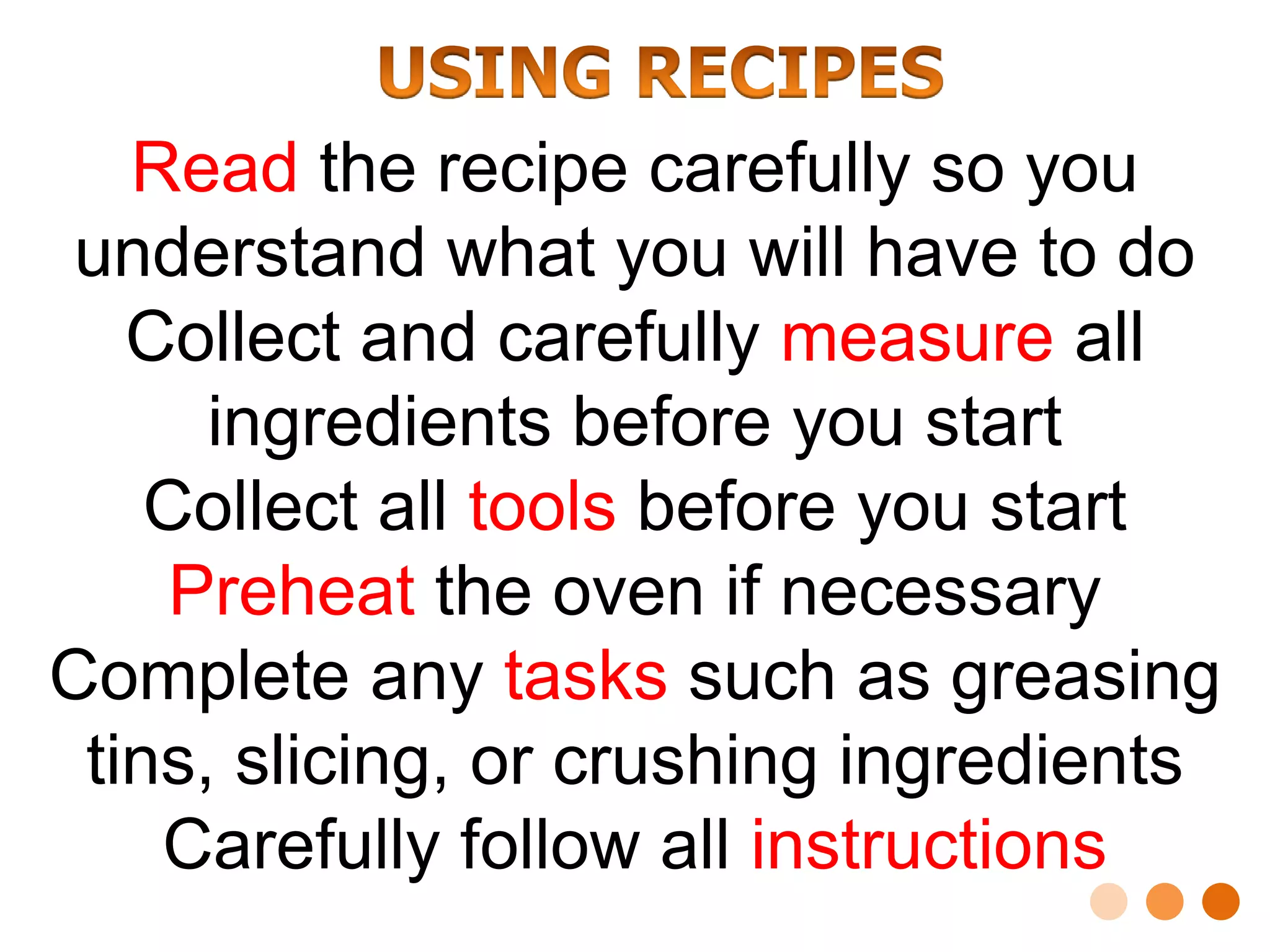 Parts of a recipe presentation | PPTX