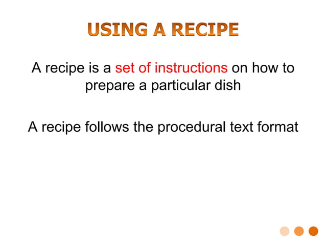 Parts of a recipe presentation | PPTX | Cooking | Food & Drink
