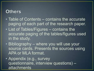 Parts of a research paper | PPTX